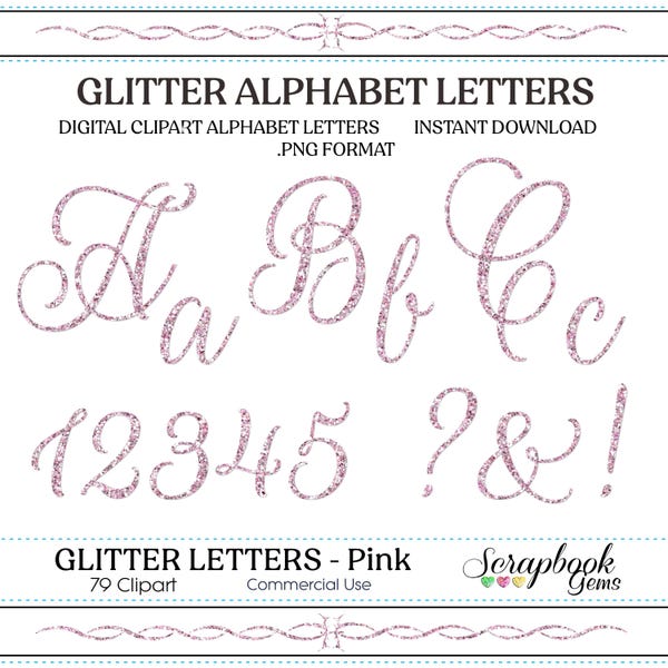 Pink Glitter Letters - Etsy