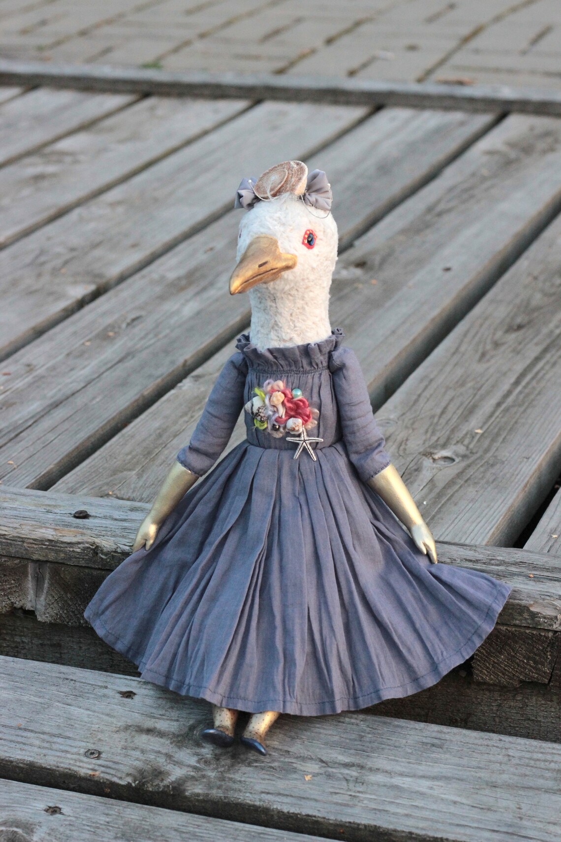 SOLD!!!! Collectible Art Doll Golden Seagull OOAK Teddy Doll - Etsy