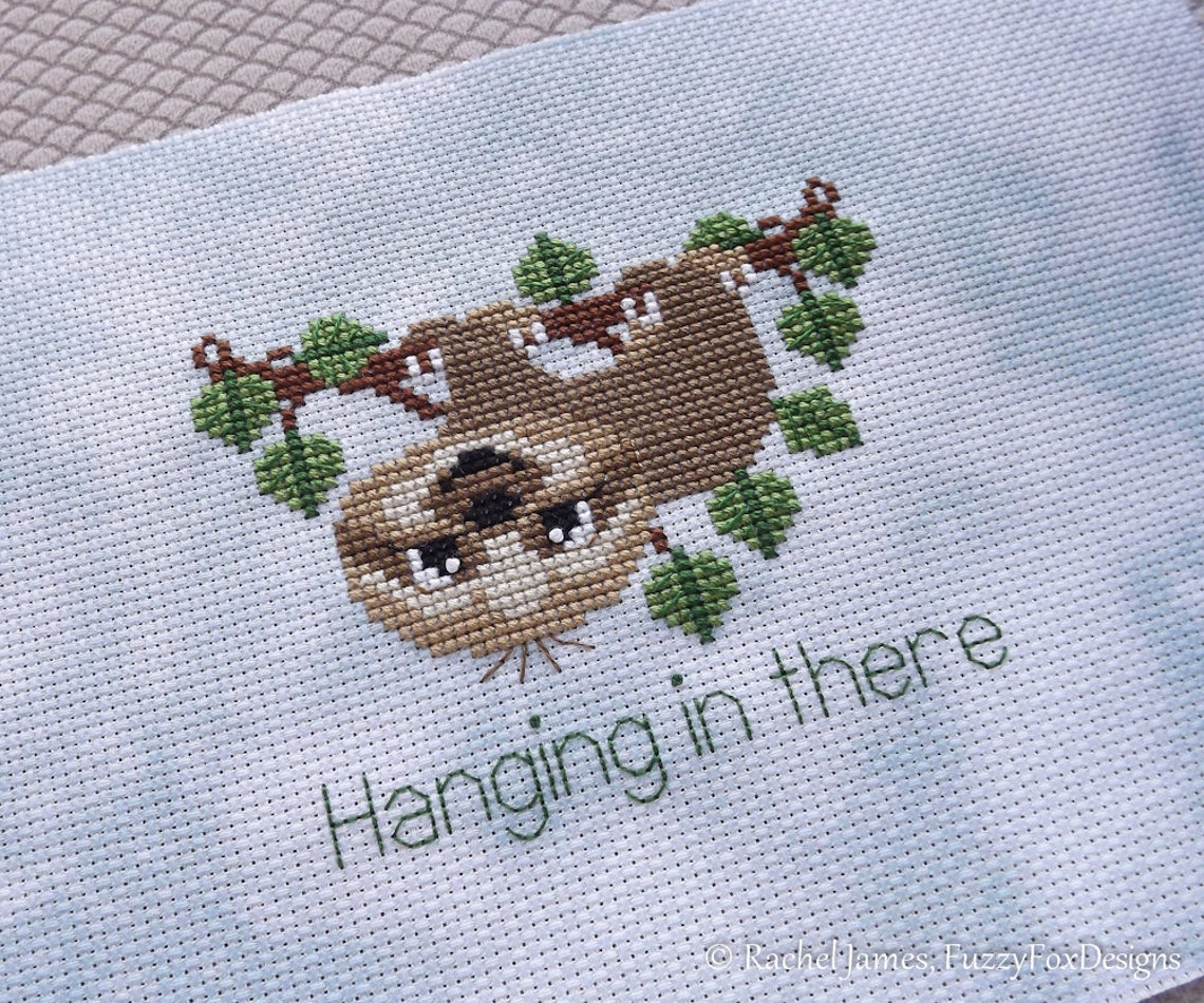 Sweet Sloth Cross Stitch Pattern PDF Hang in There Sloth - Etsy UK