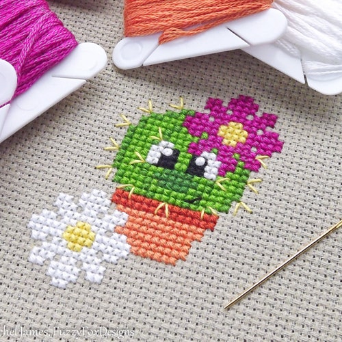 Freja the Cactus Cross Stitch Pattern PDF Prickly but Cute - Etsy