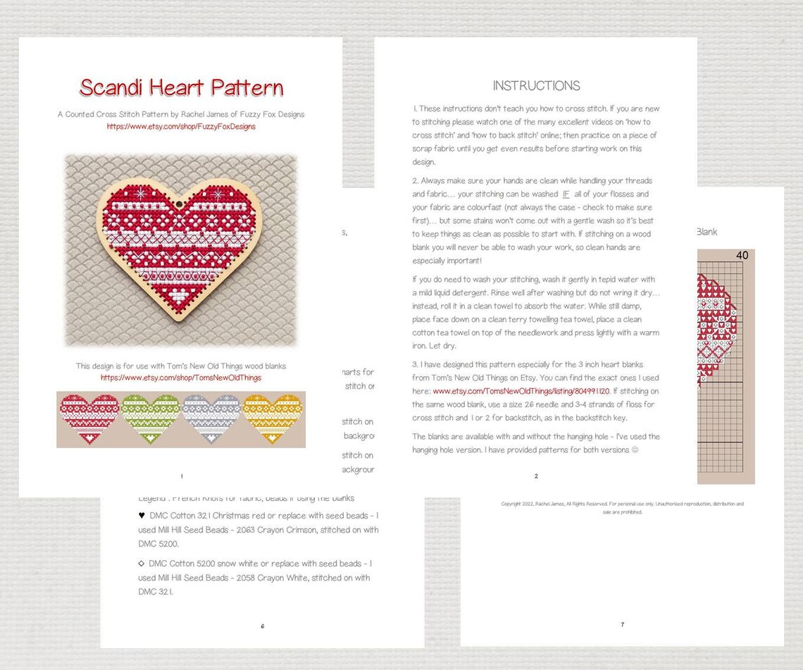 Scandi Heart Cross Stitch Pattern PDF Pattern for Toms New - Etsy