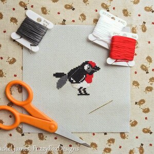 Red Capped Robin Cross Stitch Pattern PDF | Cute Bird Counted Cross ...