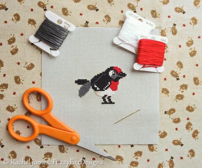Red Capped Robin Cross Stitch Pattern PDF Cute Bird Counted - Etsy