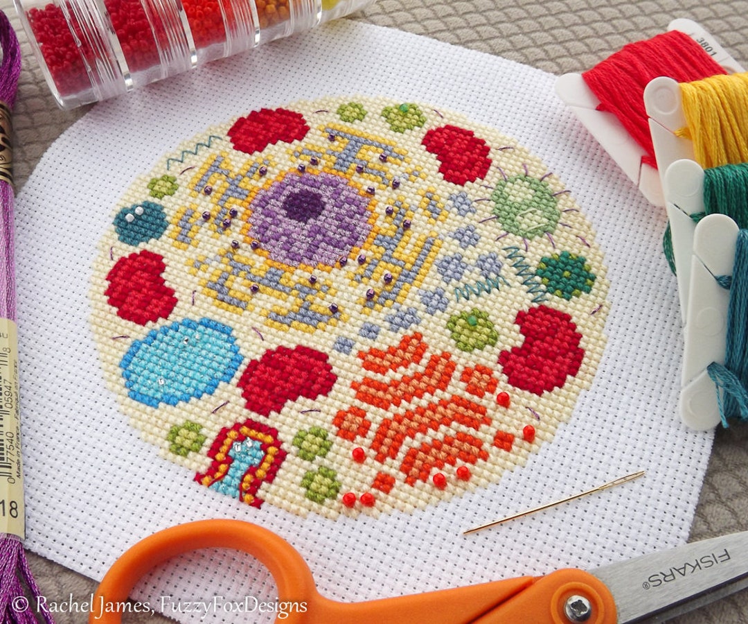 Mini Animal Cell Cross Stitch Pattern PDF | Cell Biology Counted Cross ...