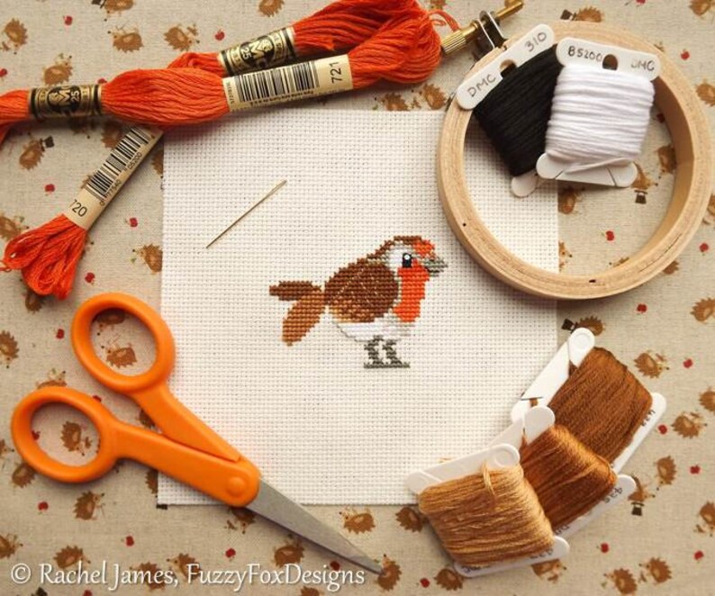 Red Robin Cross Stitch Pattern PDF Cute Bird Counted Cross | Etsy Canada