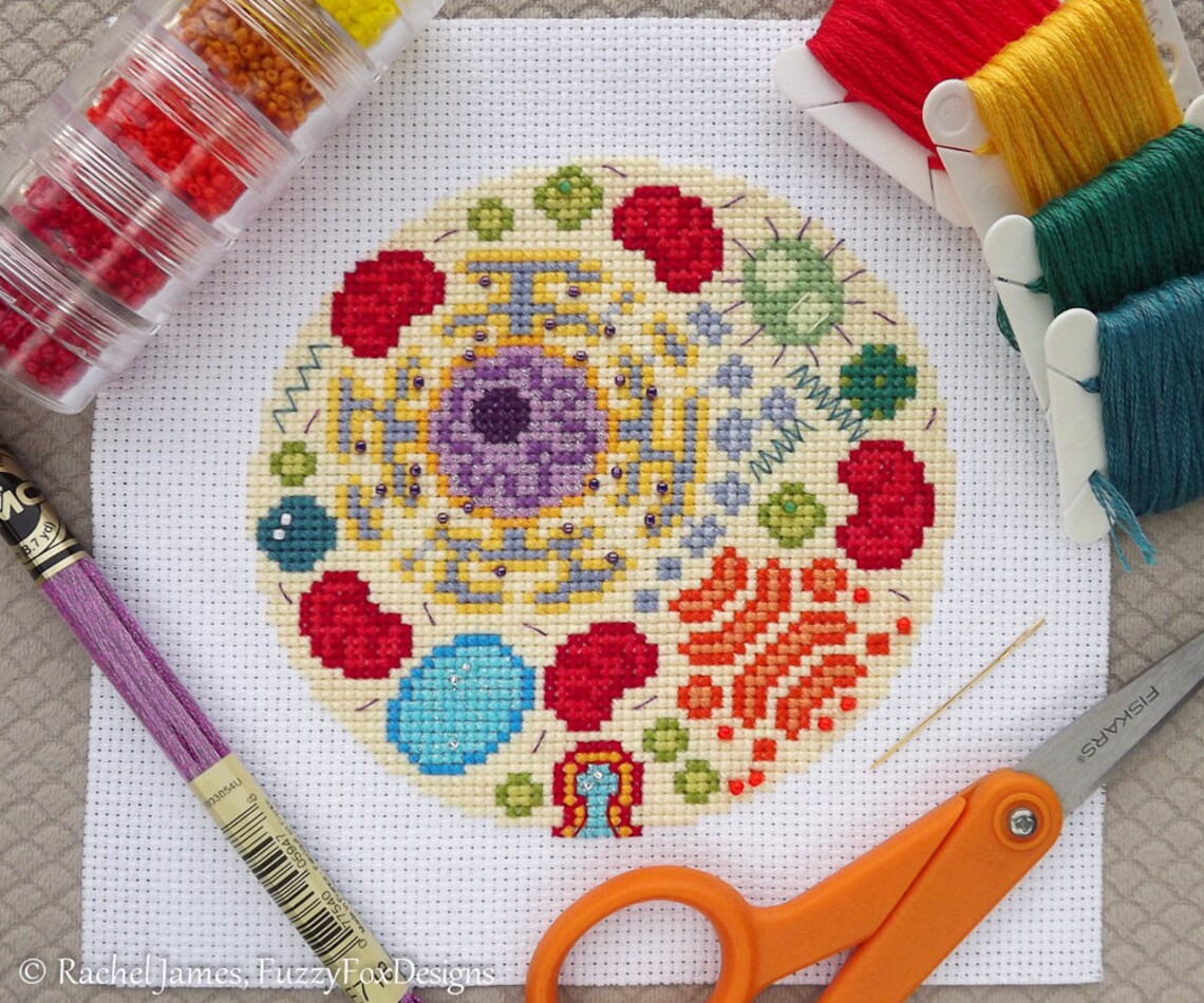 Mini Animal Cell Cross Stitch Pattern PDF Cell Biology | Etsy