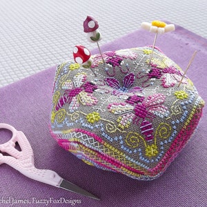 Summer Bug Tile Biscornu Pattern PDF | Insect Counted Cross Stitch ...