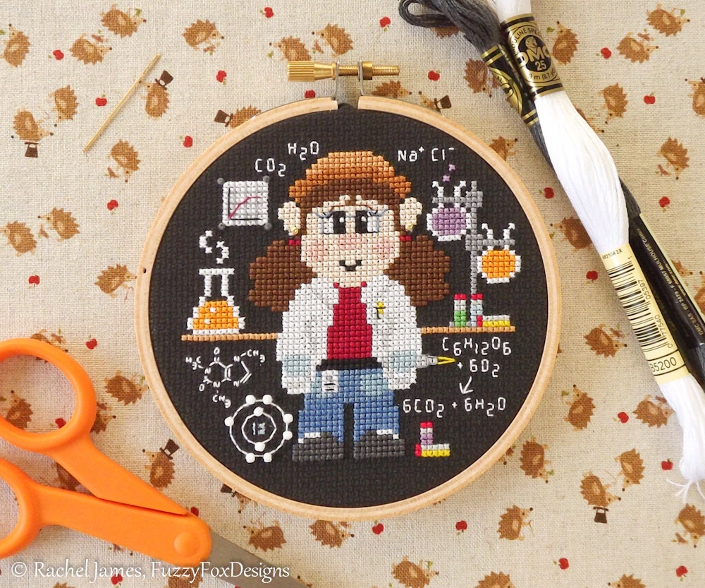 Scientist Cross Stitch Pattern PDF | Wee Little Workers Series - Etsy