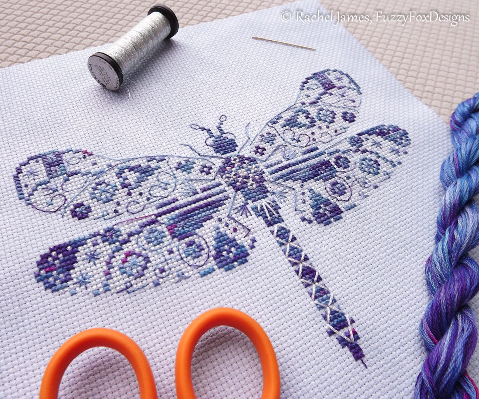Variegated Dragonfly Cross Stitch Pattern PDF Chart for | Etsy