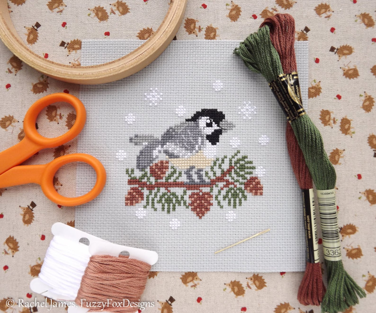 Christmas Chickadee Cross Stitch Pattern PDF Black Capped - Etsy