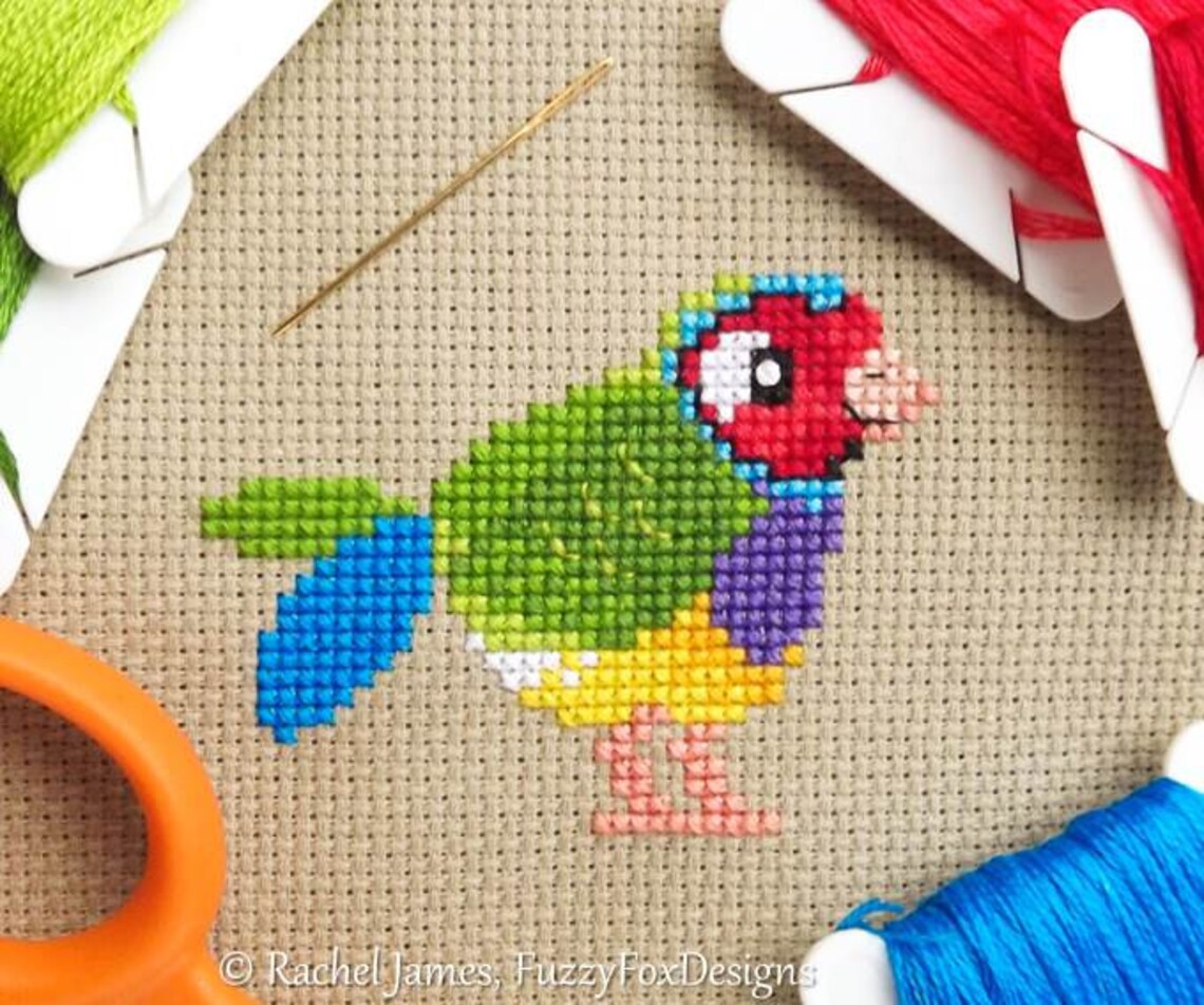 Gouldian Finch Cross Stitch Pattern PDF Cute Bird Counted | Etsy