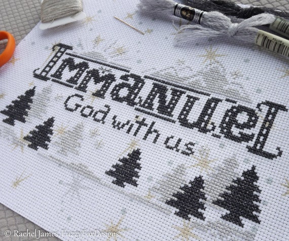 Immanuel Cross Stitch Pattern PDF Christian Christmas Cross | Etsy
