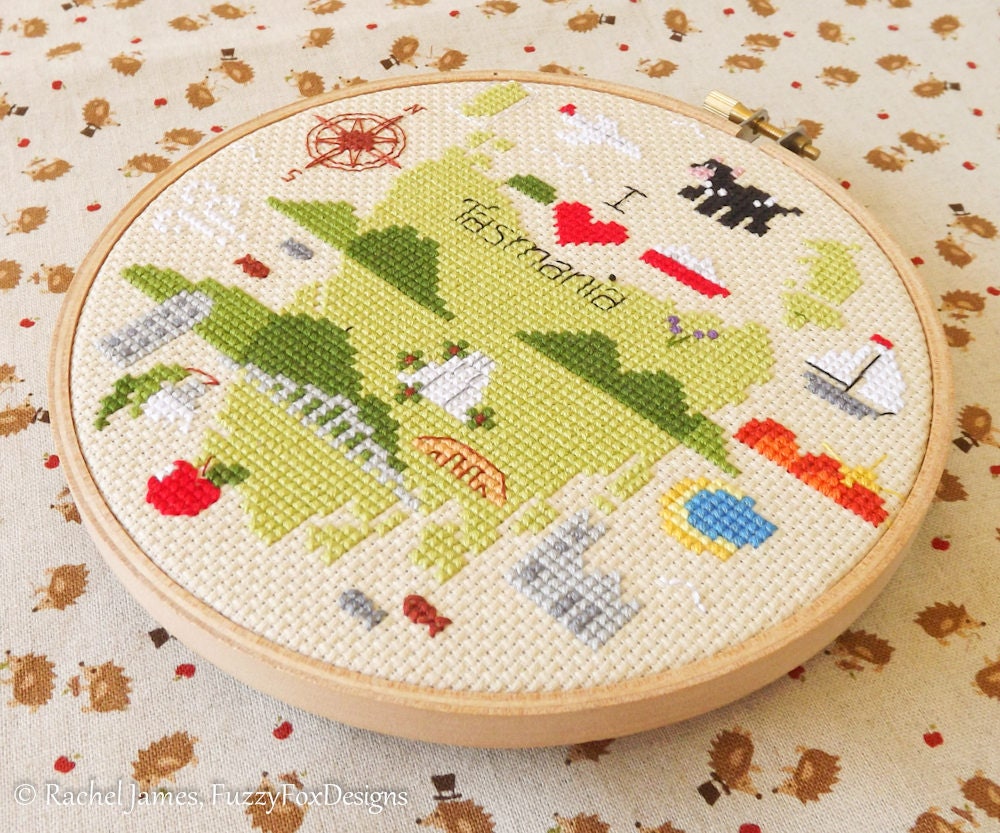 Map of Tasmania Cross Stitch Pattern PDF - Etsy Canada