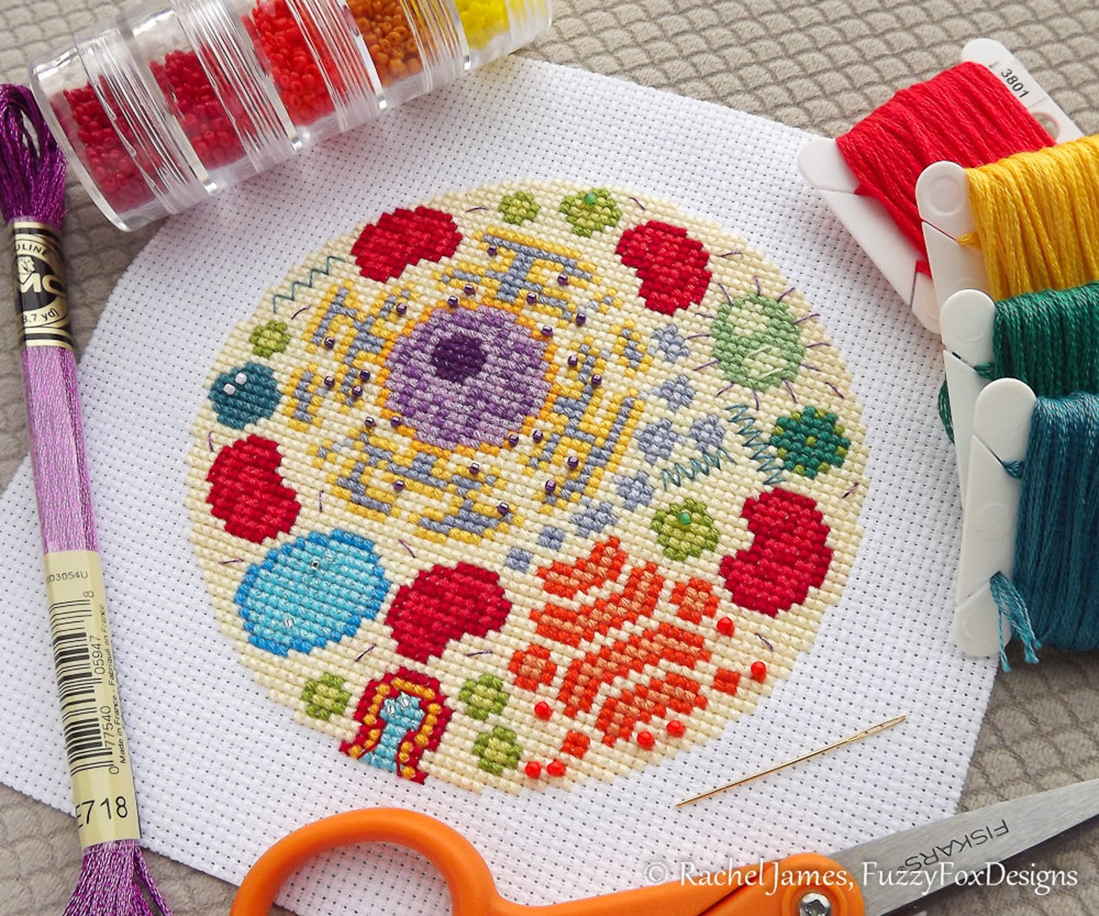 Mini Animal Cell Cross Stitch Pattern PDF Cell Biology | Etsy