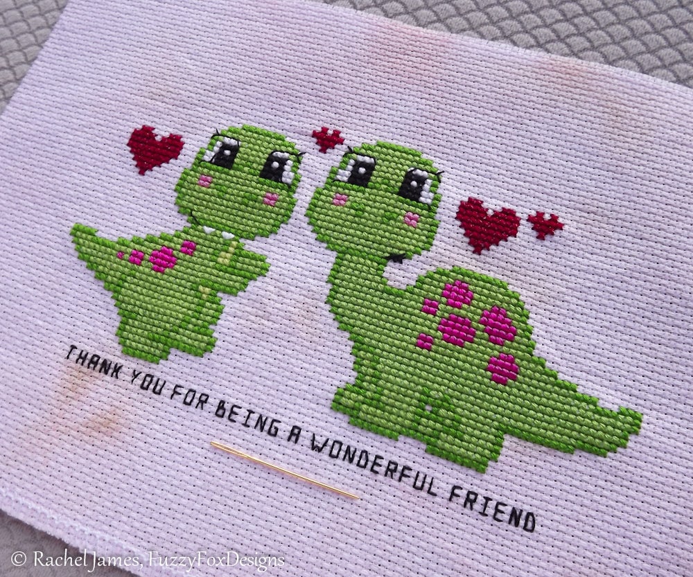 Dinosaur Cross Stitch Pattern PDF | Cute Tyrannosaurus Rex and ...