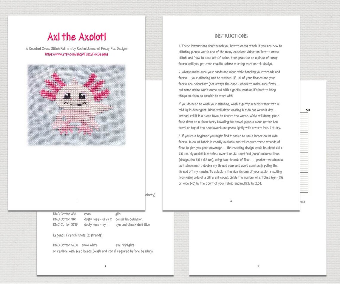Axl the Axolotl Cross Stitch Pattern PDF | Etsy