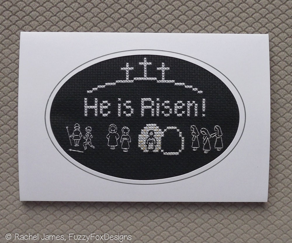 Easter Card Cross Stitch Pattern PDF | He is Risen Cross Stitch - Etsy