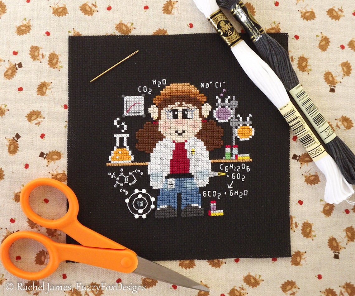 Scientist Cross Stitch Pattern PDF | Wee Little Workers Series - Etsy