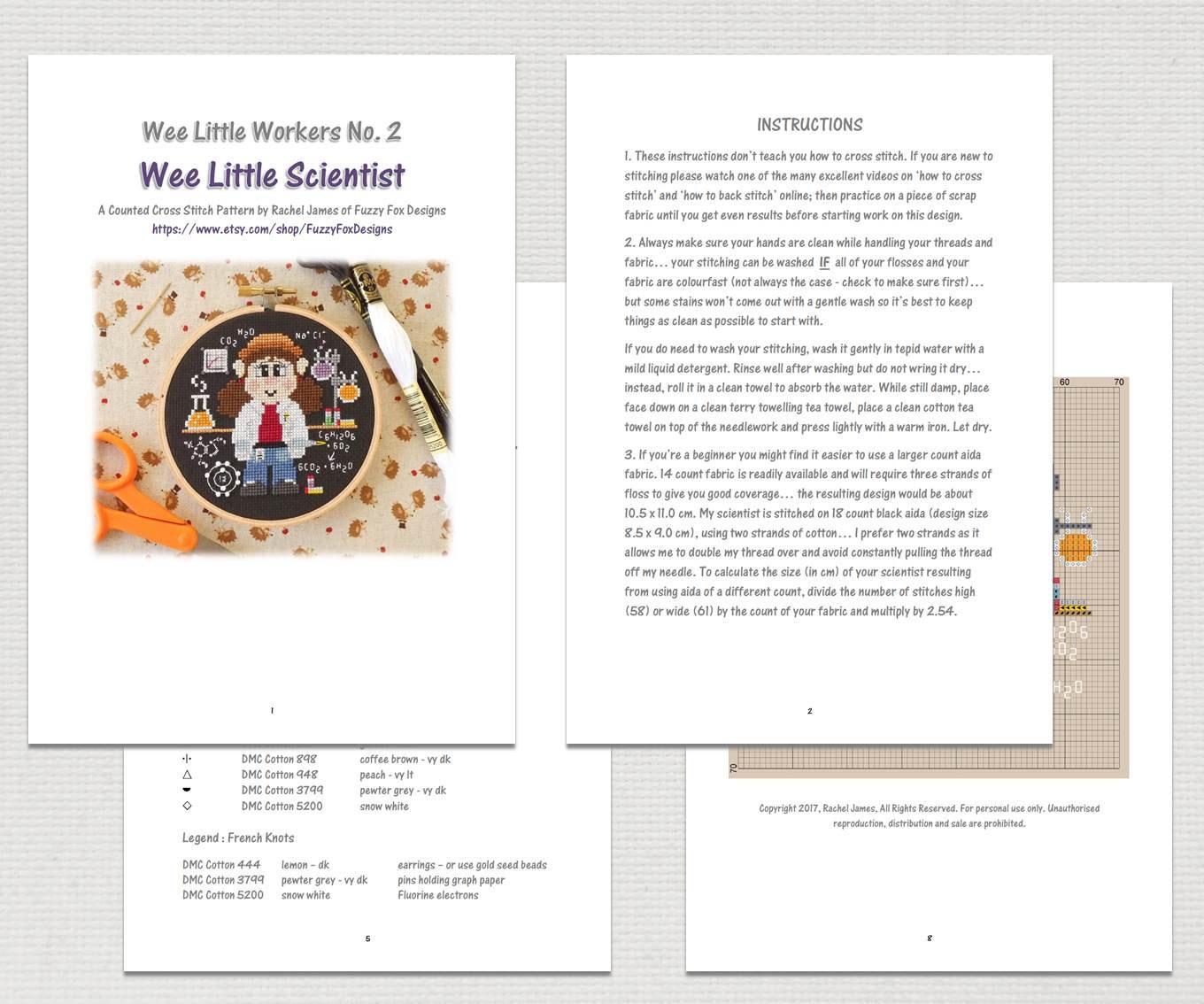 Scientist Cross Stitch Pattern PDF | Wee Little Workers Series - Etsy