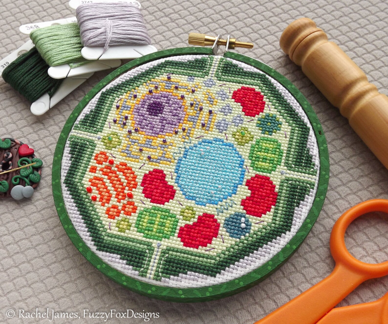 Mini Plant Cell Cross Stitch Pattern PDF | Plant Cell Biology Counted ...