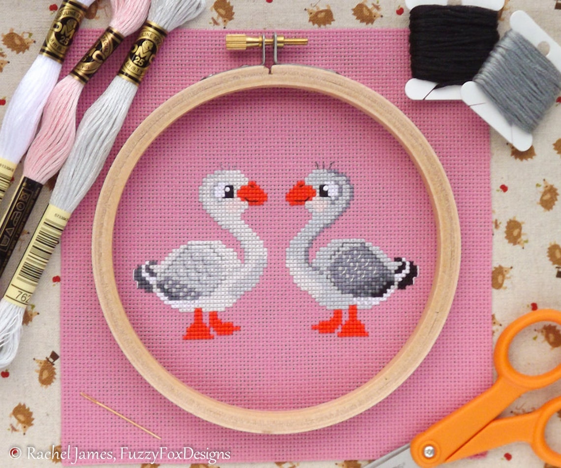 Gorgeous Geese Cross Stitch Pattern PDF | Cute Bird Counted Cross ...