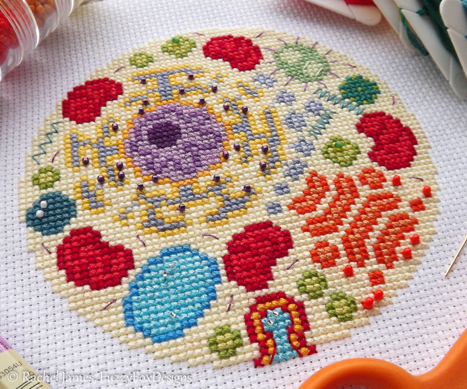 Mini Animal Cell Cross Stitch Pattern PDF Cell Biology | Etsy