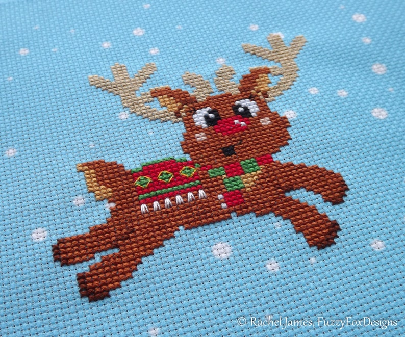 Cute Christmas Reindeer Cross Stitch Pattern PDF Cute Female | Etsy