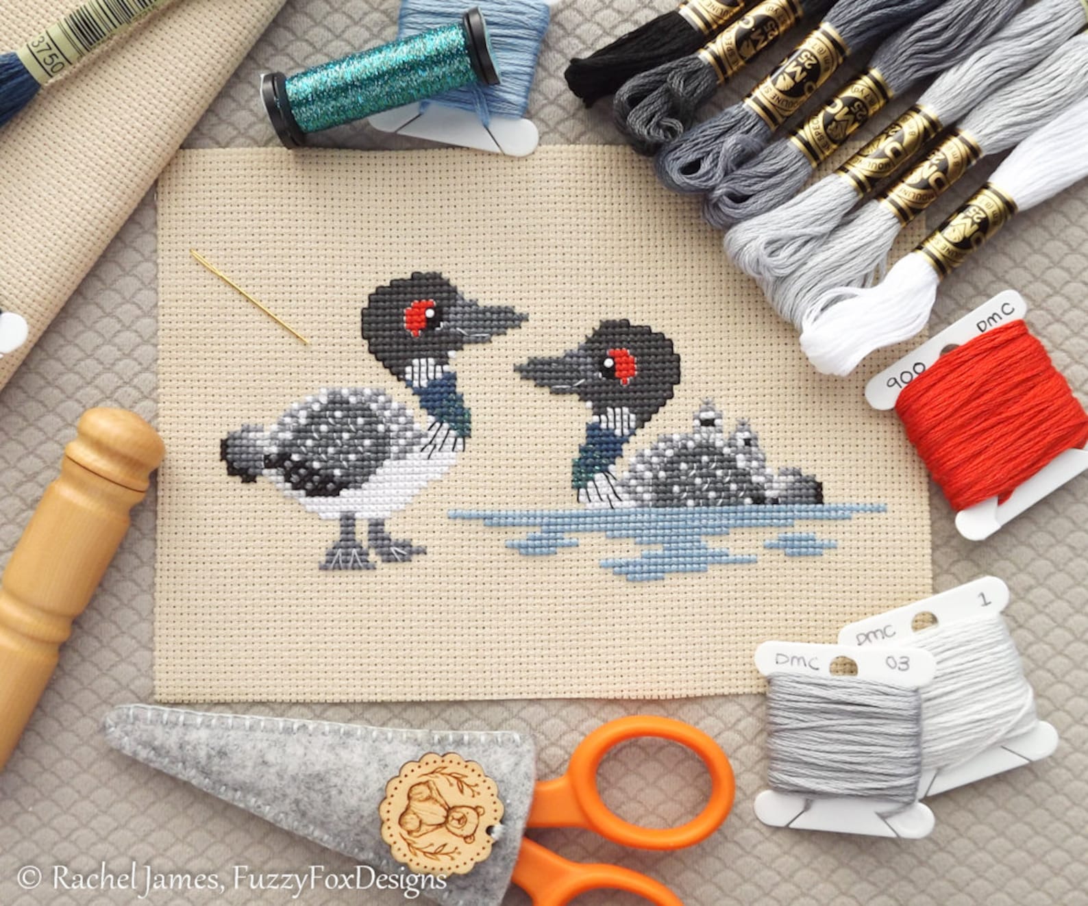 Cute Common Loons Cross Stitch Pattern PDF | Common Loon Family | Cute ...