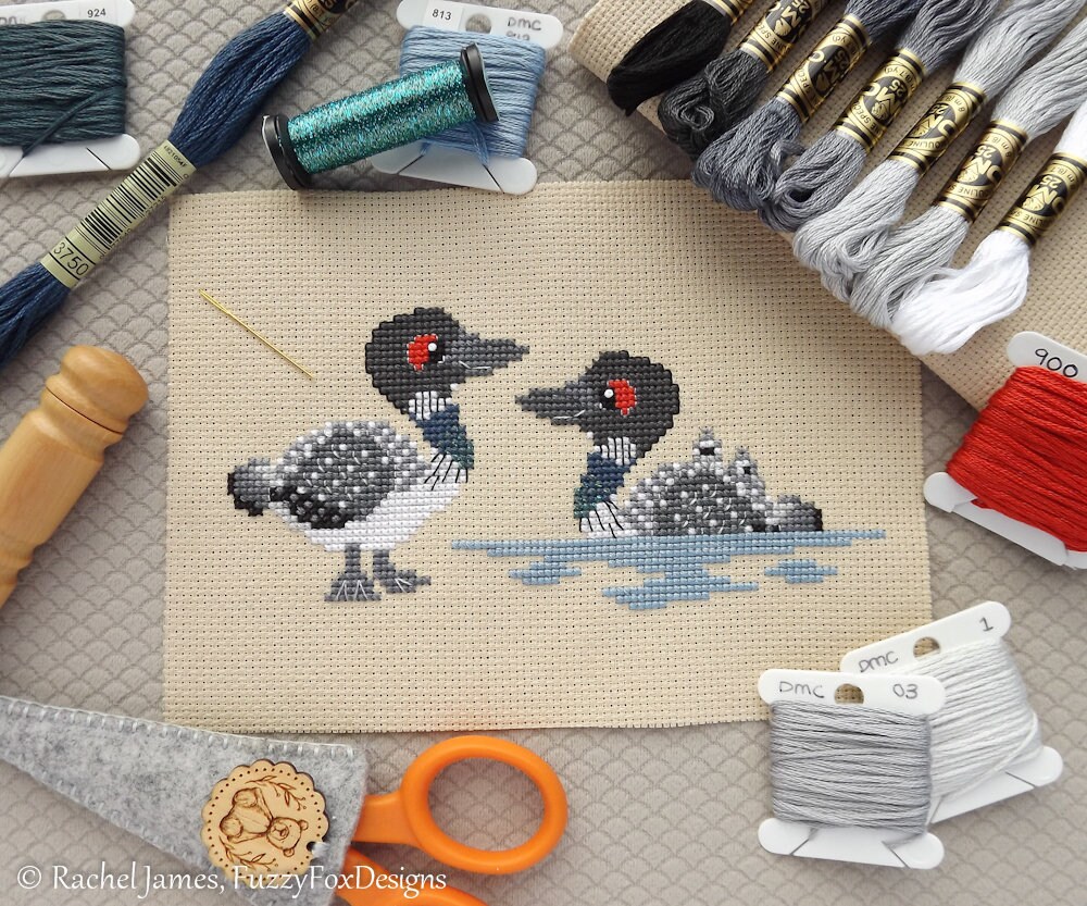 Cute Common Loons Cross Stitch Pattern PDF Common Loon - Etsy