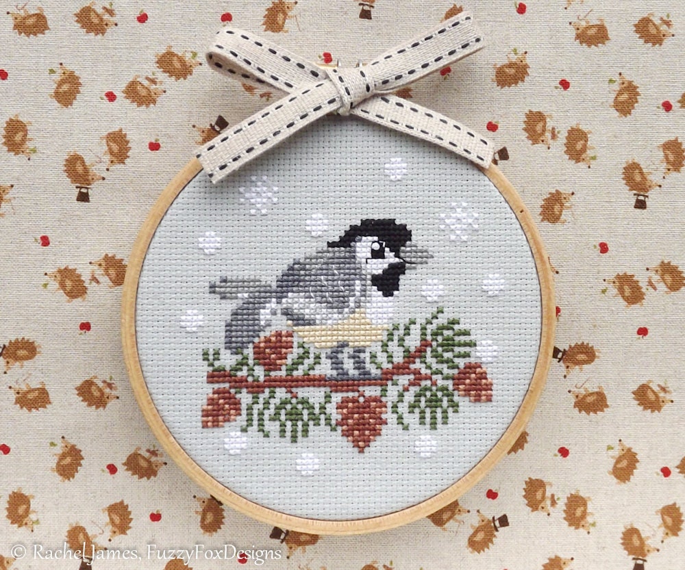 Christmas Chickadee Cross Stitch Pattern PDF Black Capped - Etsy