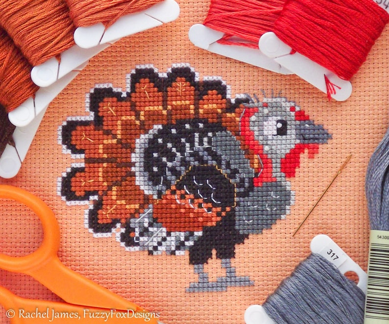 Turkey Cross Stitch Pattern PDF | Mr Gobbles the Turkey | Cute Bird ...