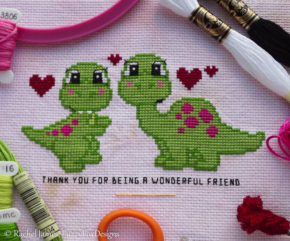 Dinosaur Cross Stitch Pattern PDF | Cute Tyrannosaurus Rex and ...