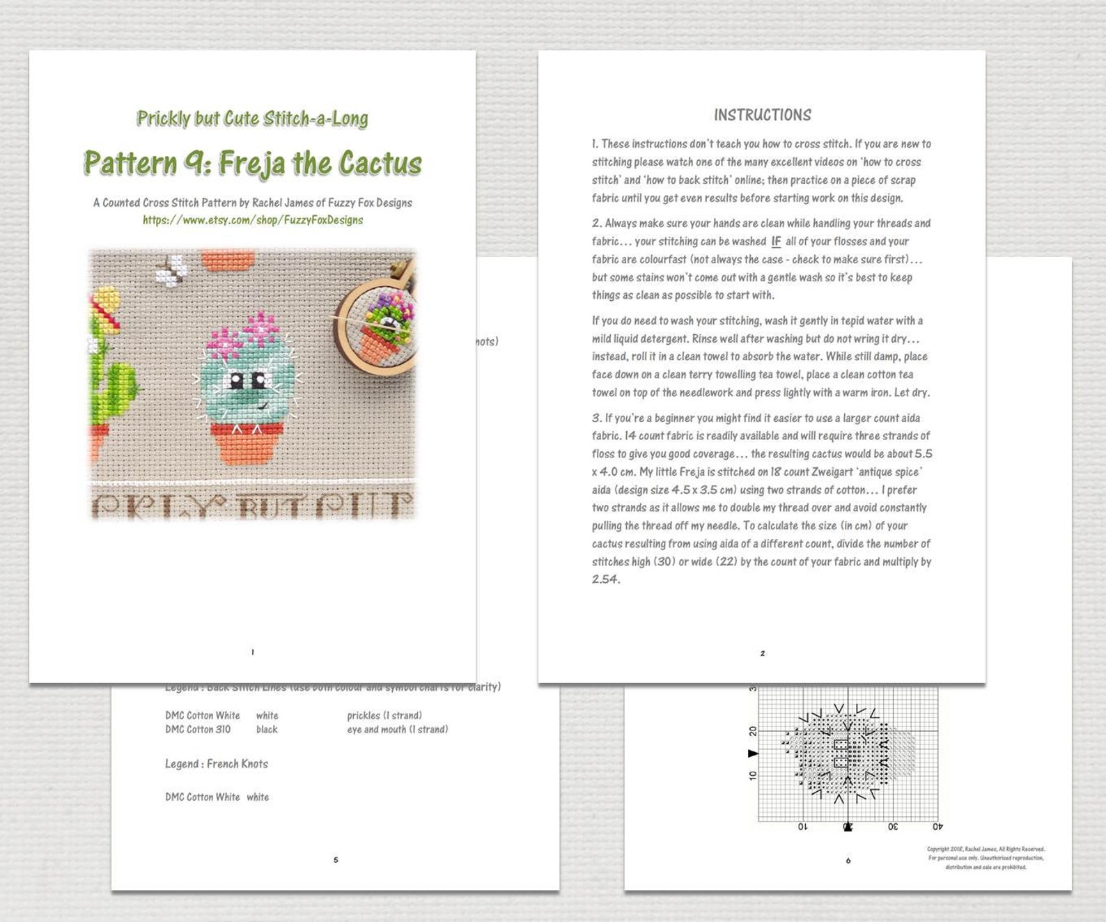 Freja the Cactus Cross Stitch Pattern PDF Prickly but Cute | Etsy