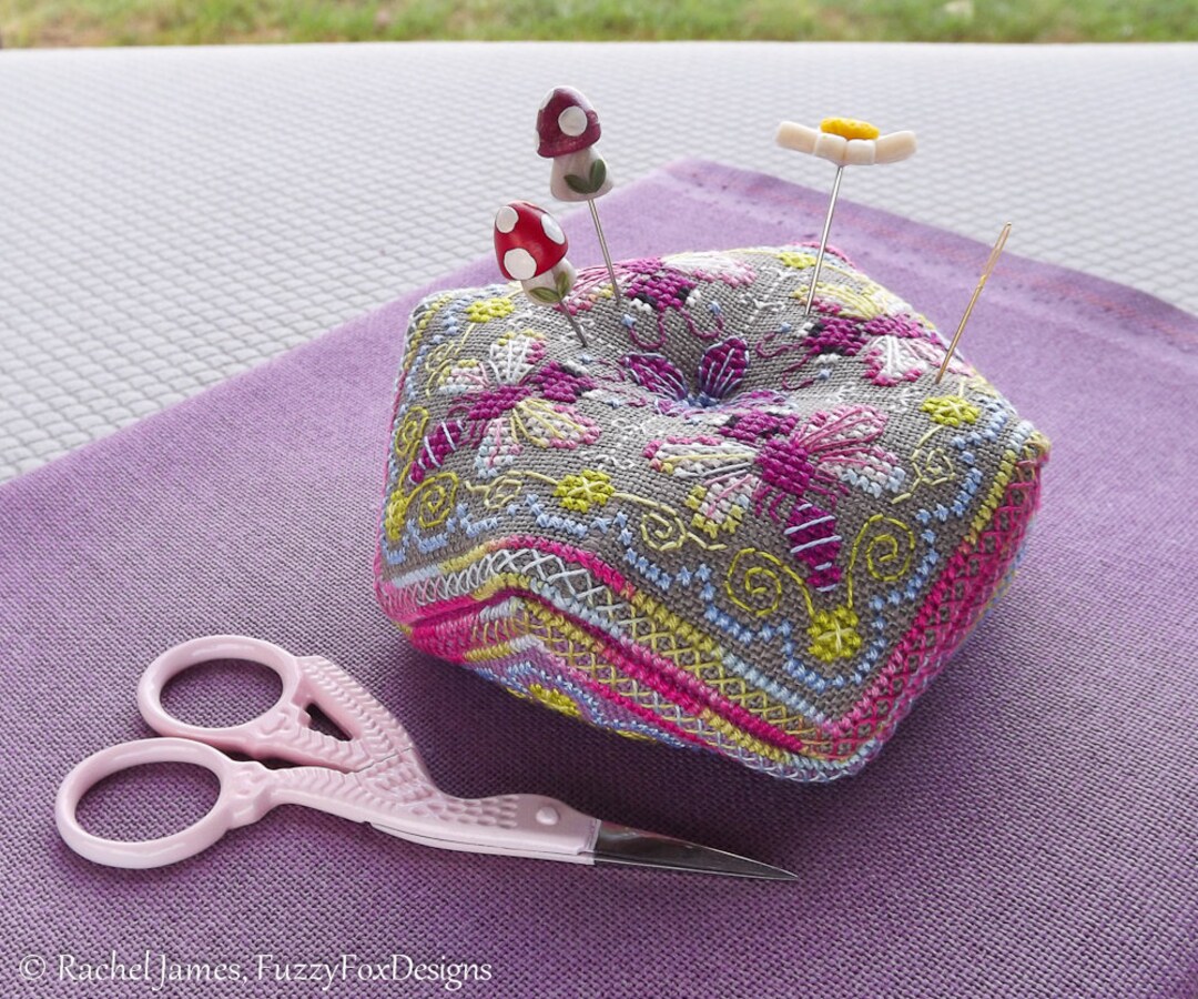 Summer Bug Tile Biscornu Pattern PDF | Insect Counted Cross Stitch ...