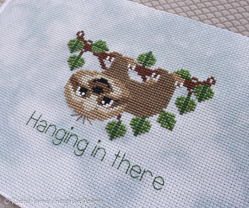 Sweet Sloth Cross Stitch Pattern PDF Hang in There Sloth - Etsy UK