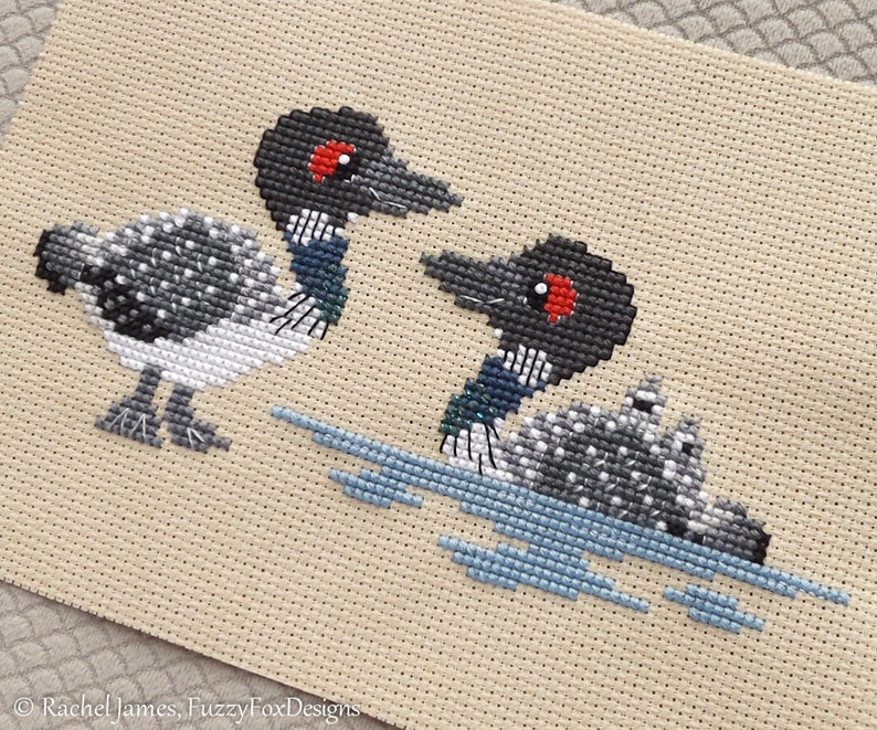 Cute Common Loons Cross Stitch Pattern PDF | Common Loon Family | Cute ...