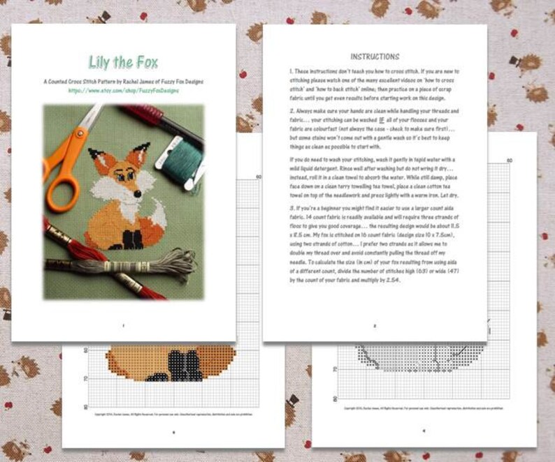 Lily the Fox Cross Stitch Pattern PDF - Etsy