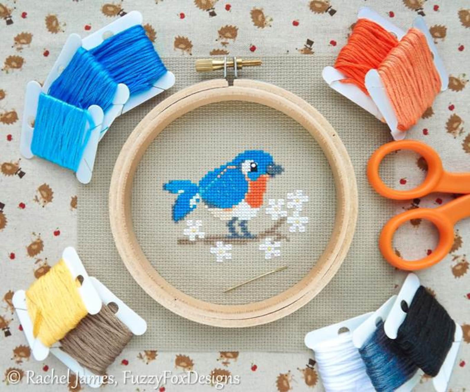 Busy Little Bluebird Cross Stitch Pattern PDF | Cute Bird Counted Cross ...