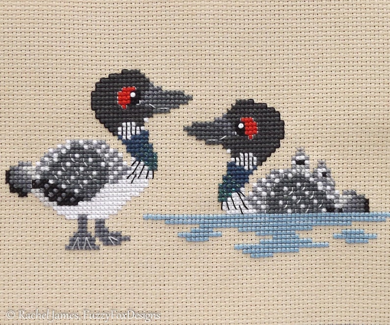 Cute Common Loons Cross Stitch Pattern PDF | Common Loon Family | Cute ...