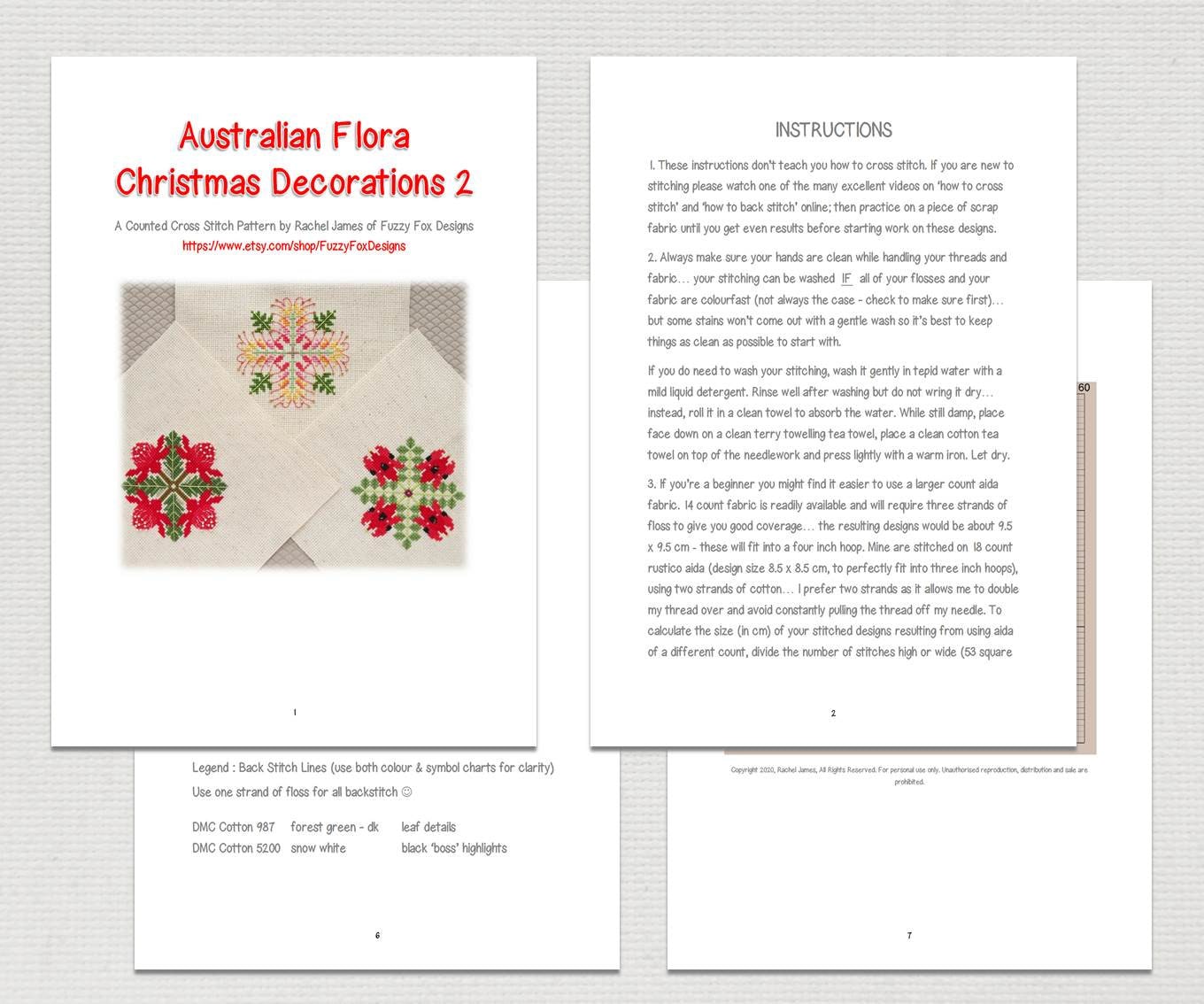 Australian Flora Christmas Decorations 2 Cross Stitch Pattern | Etsy