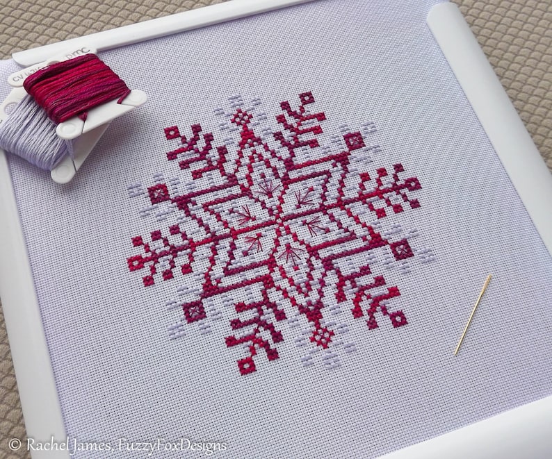 Variegated Snowflake Cross Stitch Pattern PDF | Snowflake 3 | Chart for ...