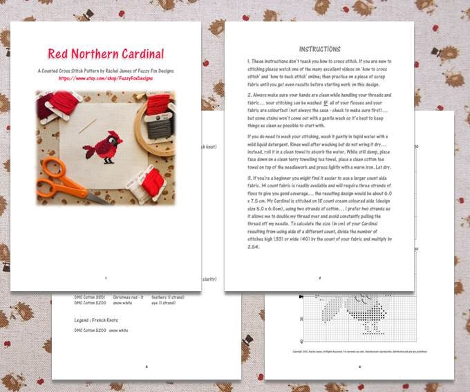 Red Northern Cardinal Cross Stitch Pattern PDF | Cute Bird Counted ...