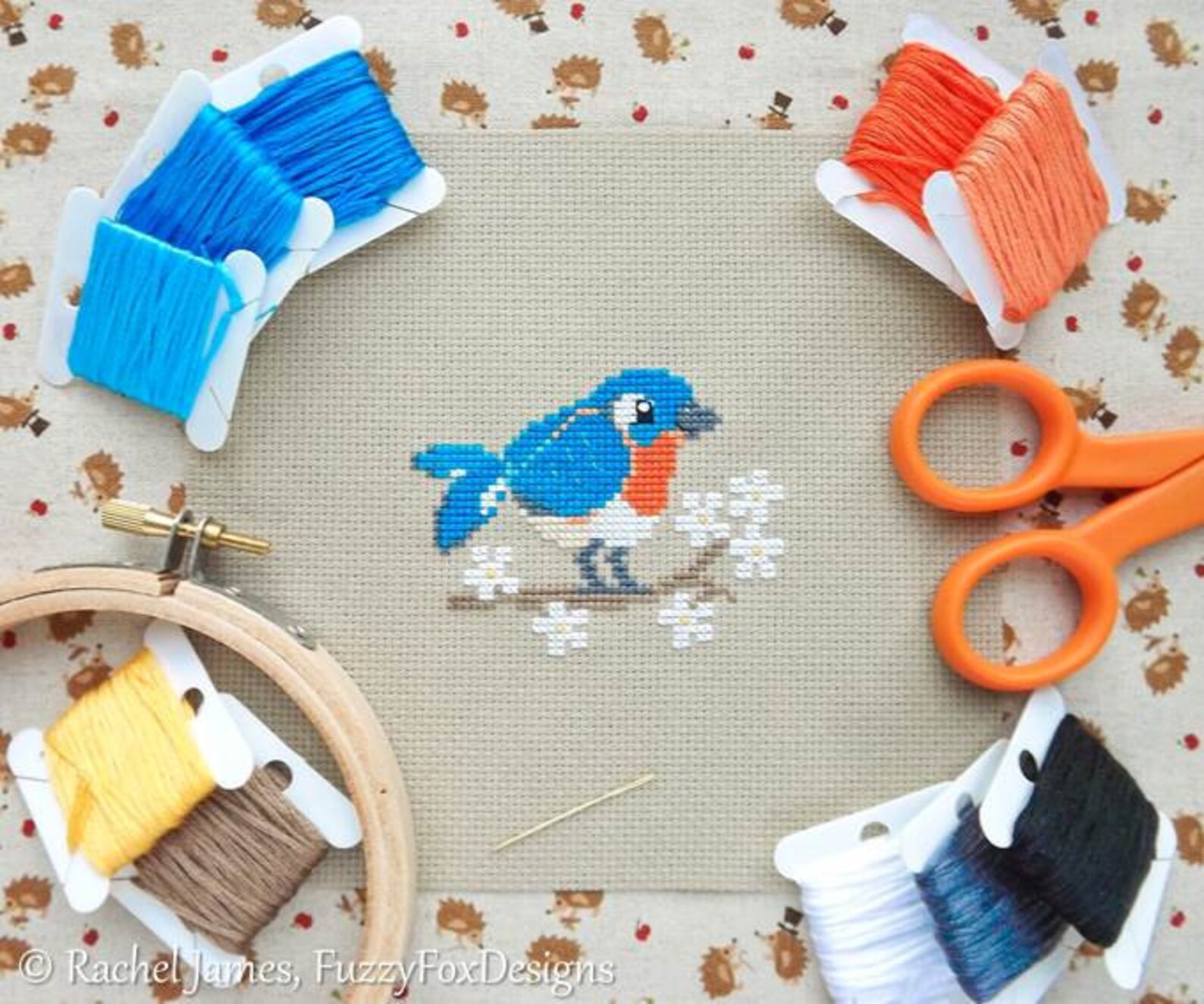 Busy Little Bluebird Cross Stitch Pattern PDF | Cute Bird Counted Cross ...