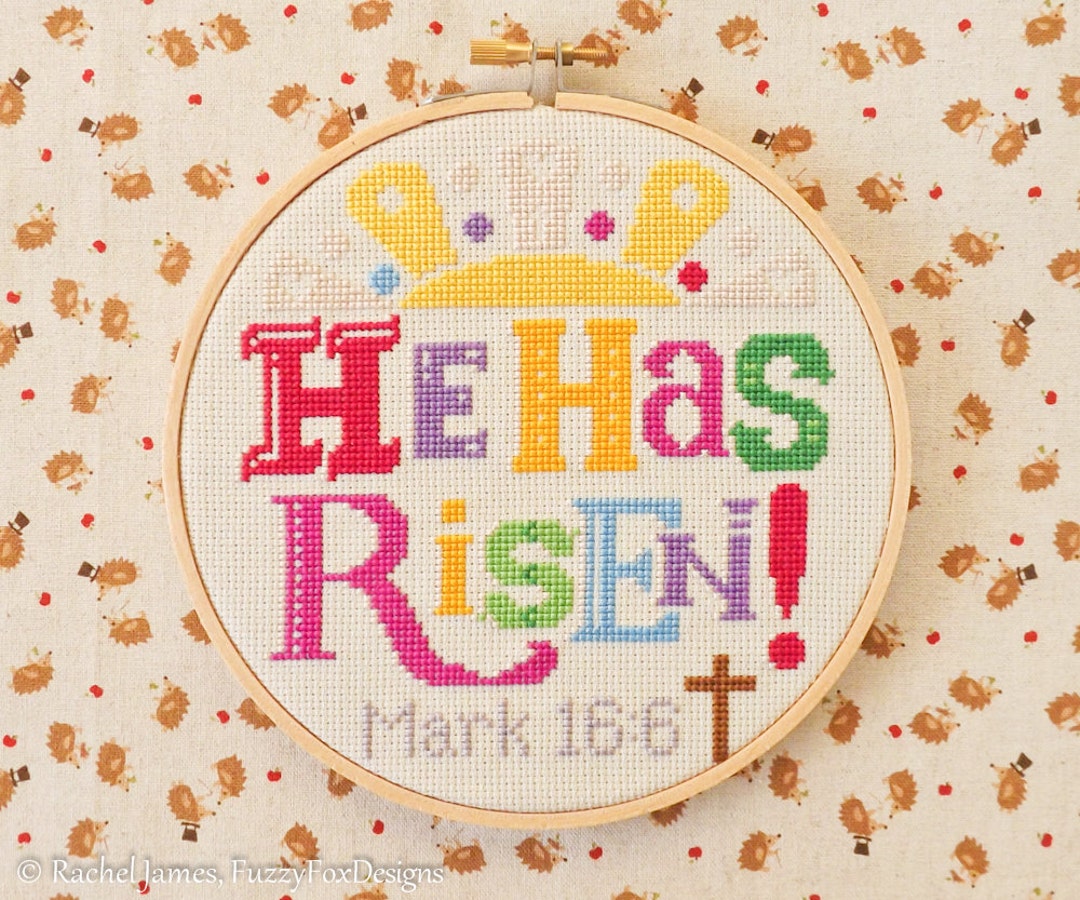 Easter Cross Stitch Pattern PDF | He Has Risen Christian Cross Stitch ...