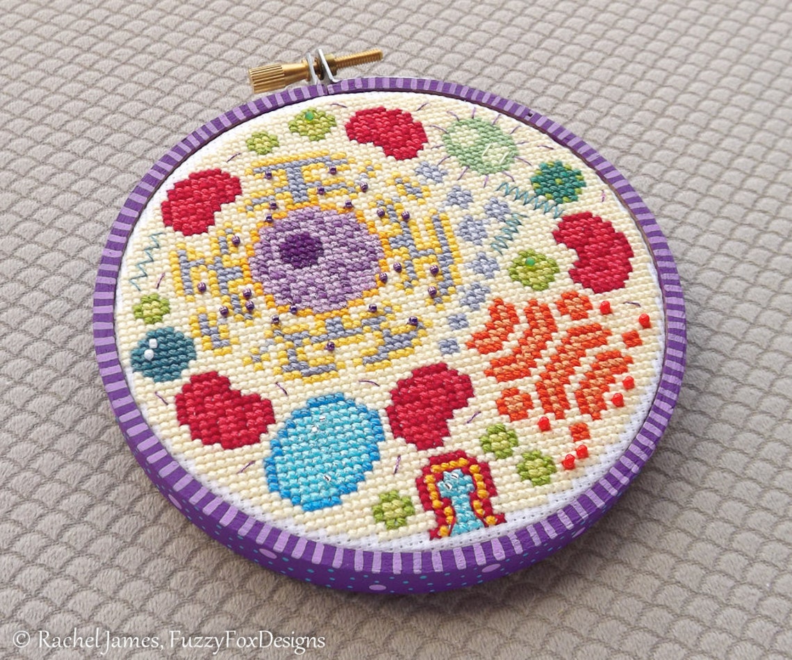Mini Animal Cell Cross Stitch Pattern PDF Cell Biology | Etsy