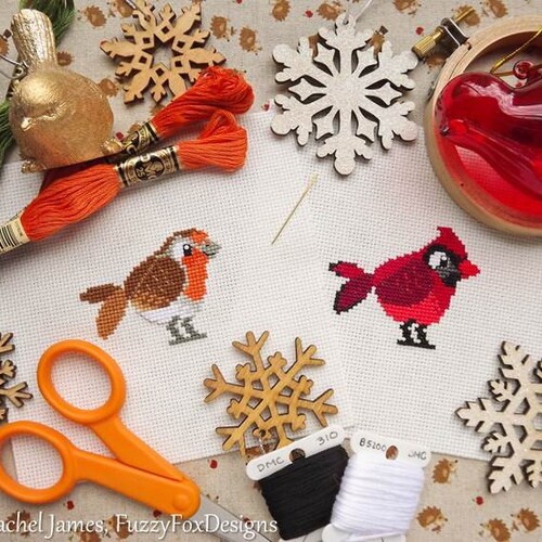 Red Robin Cross Stitch Pattern PDF Cute Bird Counted Cross - Etsy