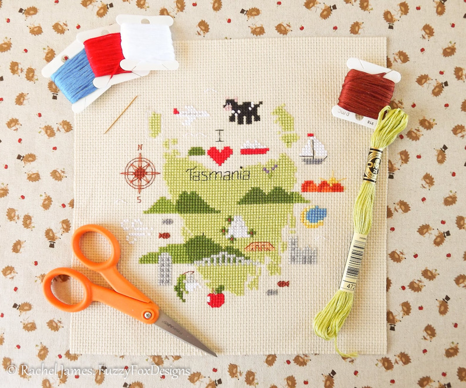 Map of Tasmania Cross Stitch Pattern PDF - Etsy