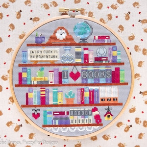 Book Lover's Shelf Bookshelf Cross Stitch Pattern PDF | Cute Room Cross ...