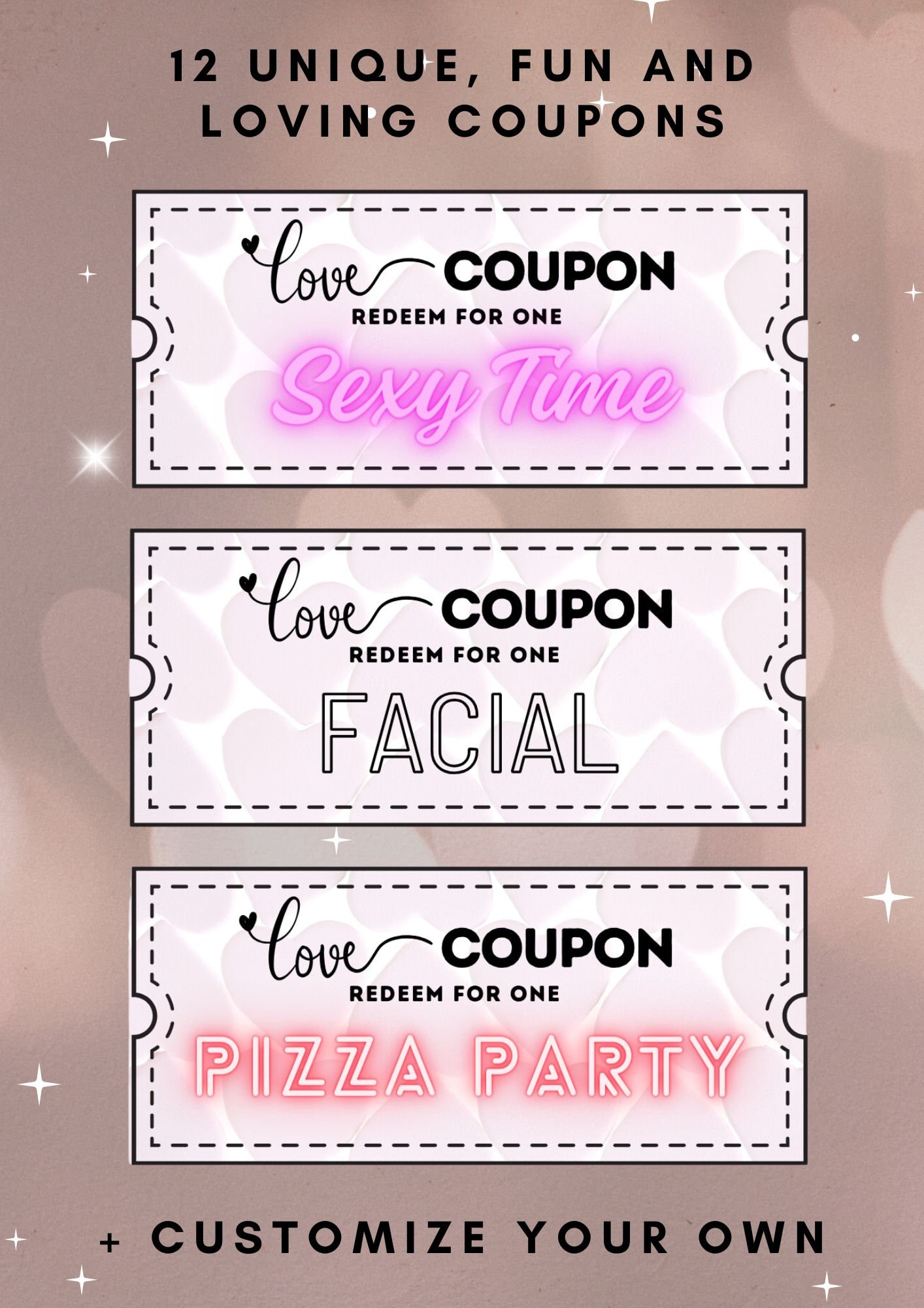 LOVE COUPONS, Printable, Customize, Cute, Fun, Loving, Coupons ...