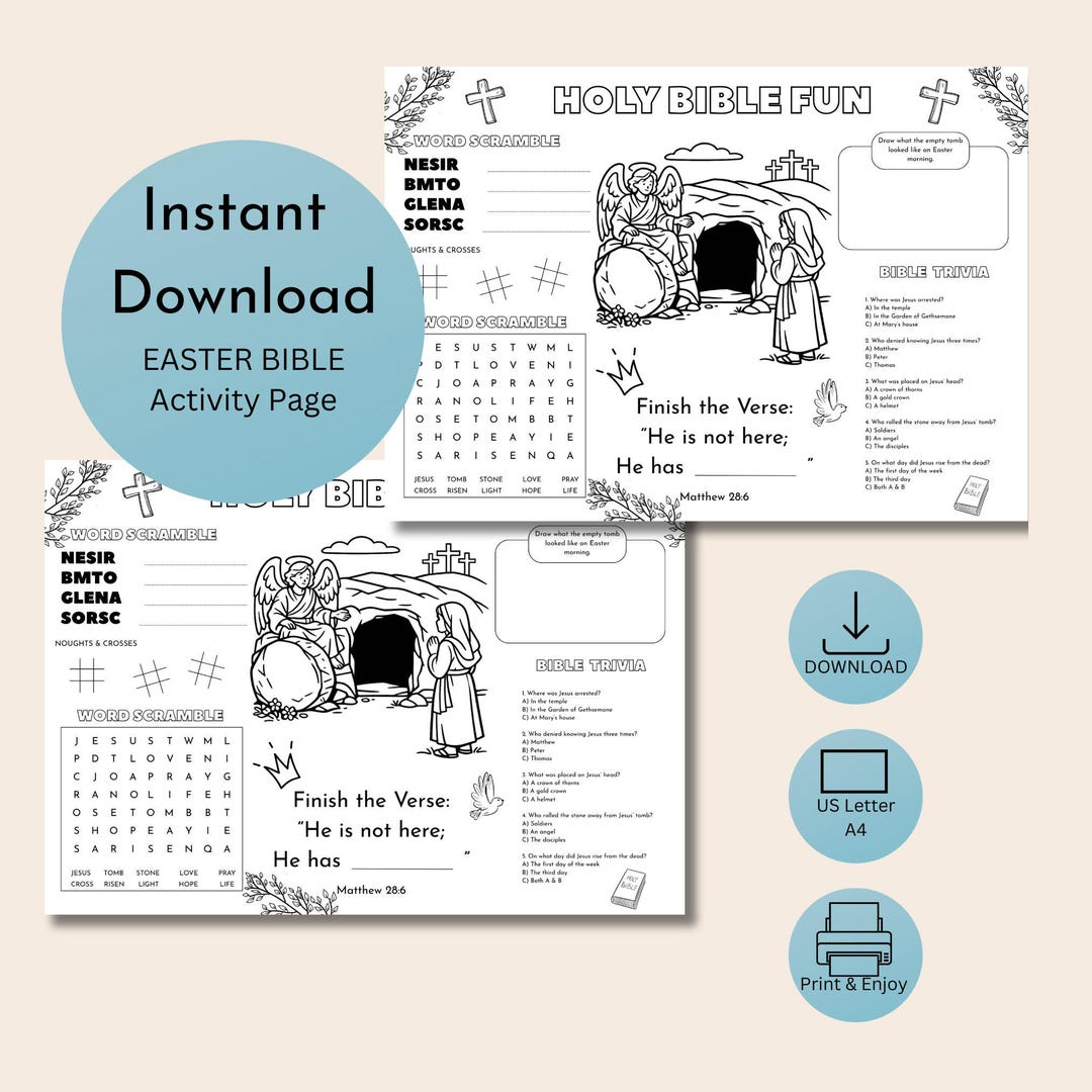 Holy Week Bible Activity Placemat for Kids | Christian Easter Printable ...